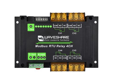 4 路 RS485 大电流继电器模块 Modbus RTU 协议 外置 LED 指示灯 带多种隔离保护电路 工业级导轨式外壳