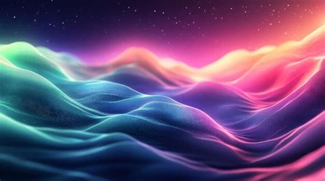 Abstract Wavy Landscape With Glowing Colors And Sparkling Particles Premium Ai Generated Image