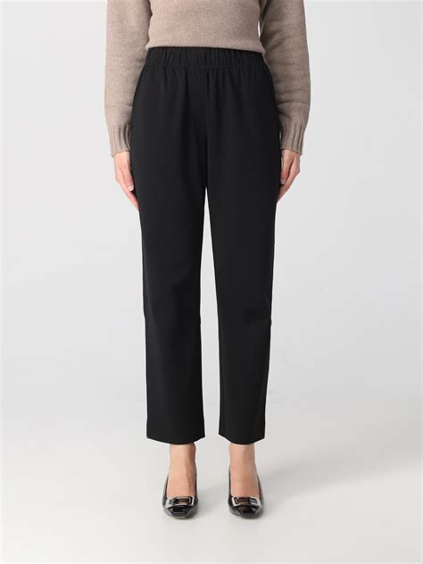 Weekend Max Mara Pantalone Elfo In Misto Cotone E Lyocel Nero