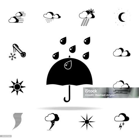 雨傘和雨標誌圖示天氣圖標網路和移動通用設置向量圖形及更多保護圖片 保護 個人飾物 傘 Istock