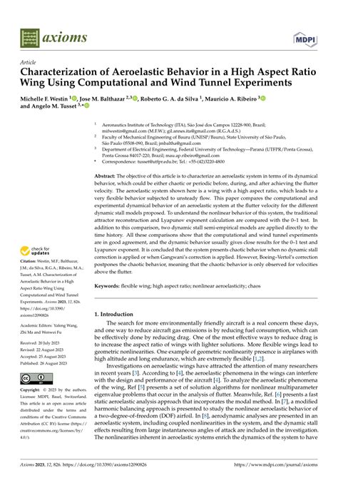 Pdf Characterization Of Aeroelastic Behavior In A High Aspect Ratio