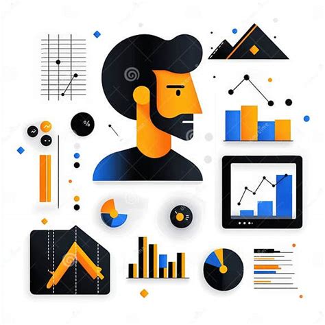 Creative Design Featuring A Man Surrounded By Charts Graphs And Data