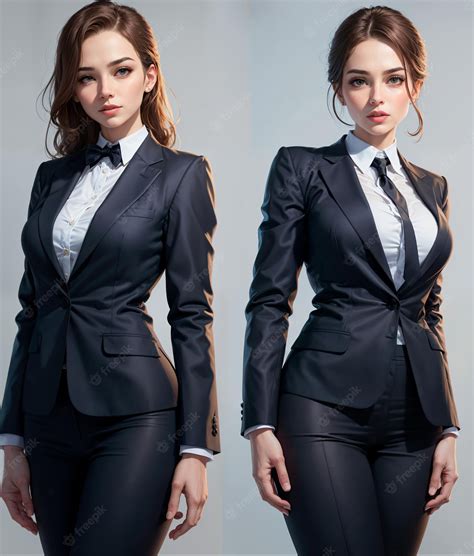 Premium Ai Image A Woman In A Suit With Long Hair And A Black Jacket