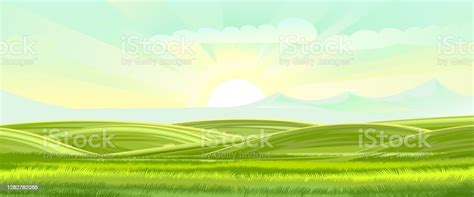 시골 언덕 풍경 벡터 소를 위한 목초지 잔디와 채소밭과 농장을 위한 장소 초원과 나무 수평선 아름다운 전망 여름 0명에 대한 스톡 벡터 아트 및 기타 이미지 Istock