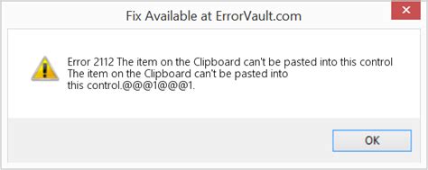 How To Fix Error 2112 The Item On The Clipboard Cant Be Pasted Into This Control The Item