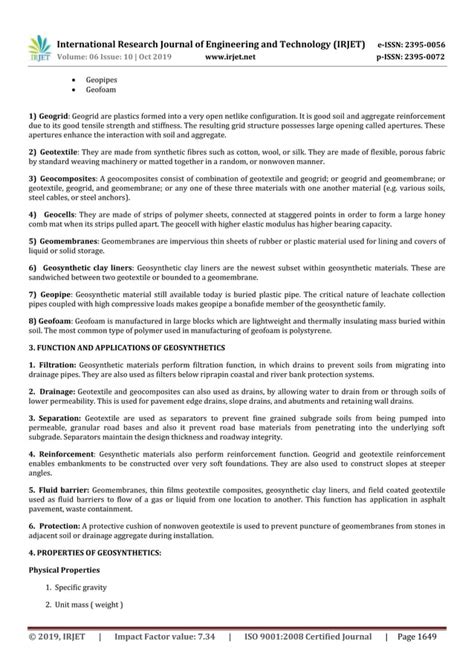 Irjet Review Paper On Geosynthetics Pdf
