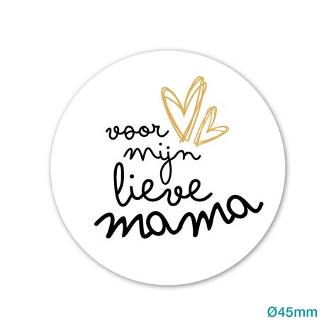 Etiket Voor Mijn Lieve Mama Wit Zwart Goud
