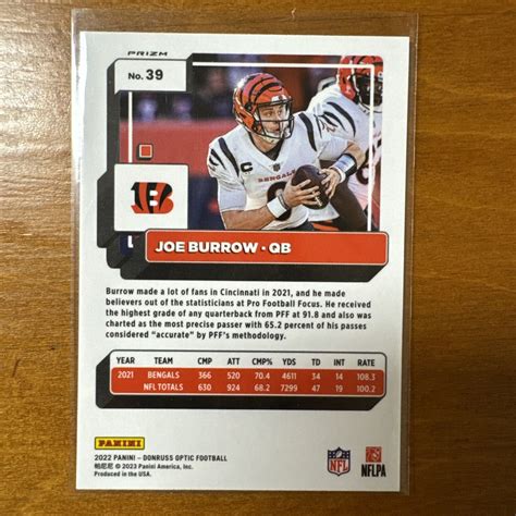 2022 Panini Donruss Optic Holo Prizm 39 Joe Burrow For Sale Online