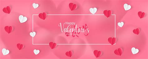 분홍색 또는 빨간색 배경에 종이 하트가있는 발렌타인 데이 포스터 또는 배너 발렌타인 데이 판매 프로모션 쇼핑 템플릿 0명에 대한 스톡 벡터 아트 및 기타 이미지 Istock