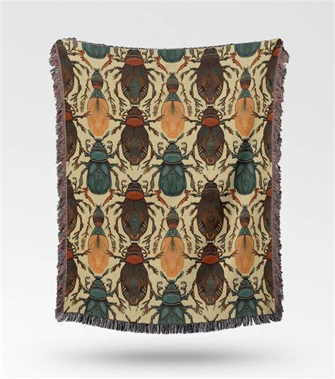 Boho Beetle Woven Throw Beetle Blanket Cottagecore Home Decor Boho
