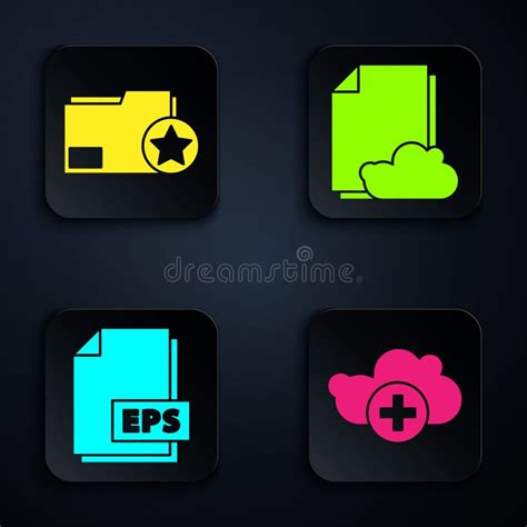 set add cloud document folder with star eps file document and cloud