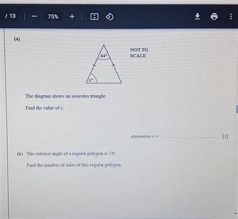 Solved 13 75 A NOT TO SCALE The Diagram Shows An Isosceles Triangle