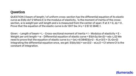 solved a beam of length l with a uniform cross section has the