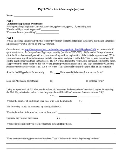 Lab 6 Worksheet Pdf Standard Score Standard Deviation