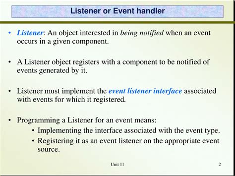 Ppt Event Driven Programming Handling Events With Listeners