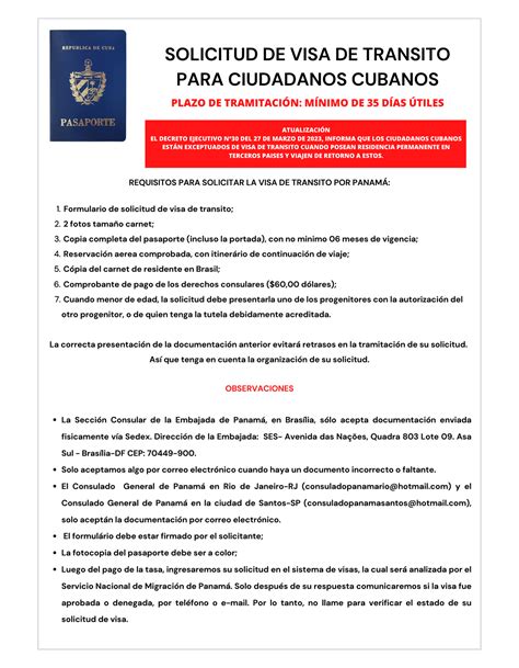Visa de transito EMBAJADA DE PANAMÁ