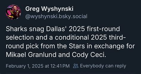 Trade Sharks Trade Granlund Ceci For St And Conditional Rd