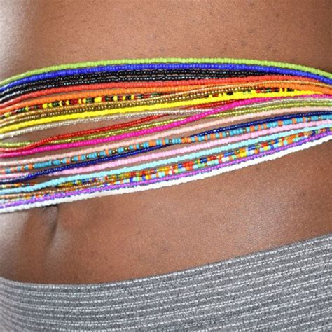 7pcs Bohemia Double Strand Bead Belly Chains Summer Bikini Stretchy