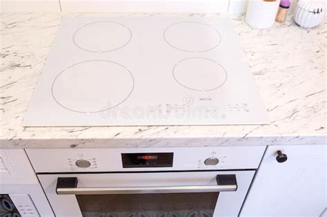 Induction White Cooker Used In The Kitchen Stock Image Image Of
