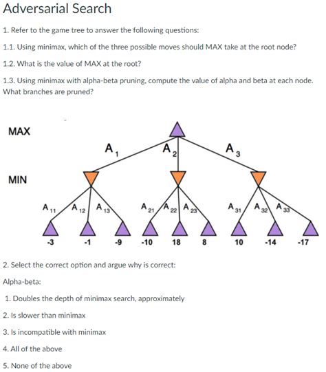 Solved Adversarial Search Refer To The Game Tree To Chegg