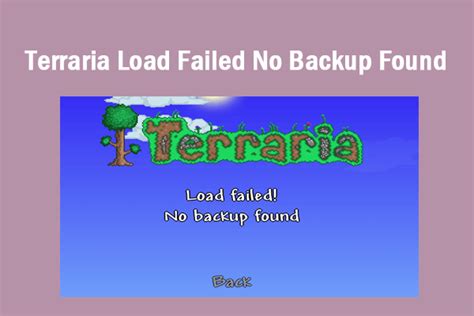 Full Guide Fix Terraria Load Failed No Backup Found
