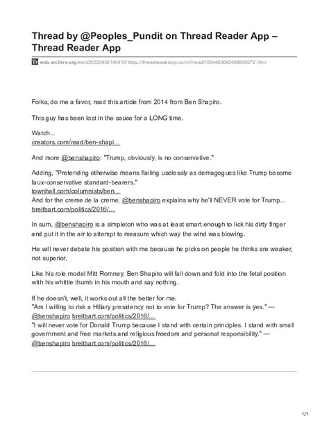 Shared Post Richard Baris Who Is Ben Shapiro Does He Have Trump