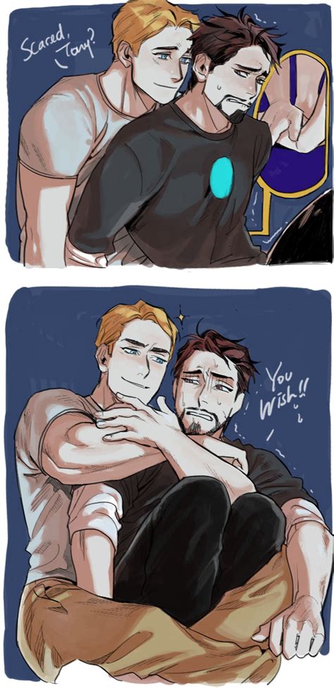 Steve And Tony Watching A Scary Movie