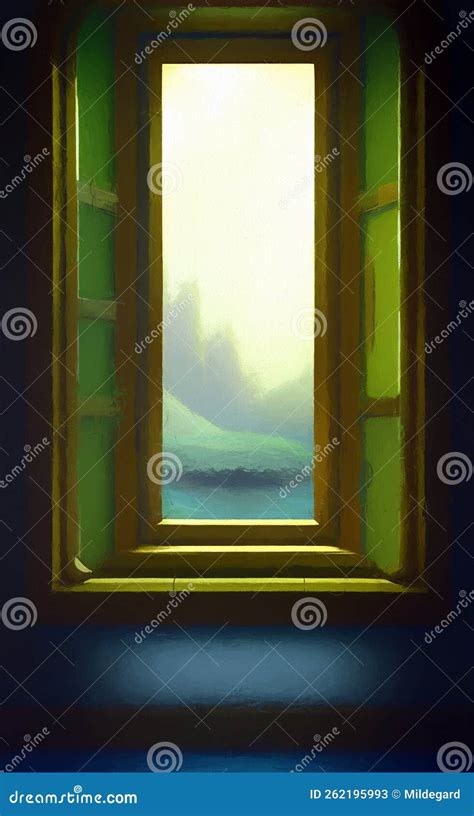 Autumn Window Abstract Digital Art Stock Illustration Illustration