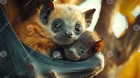 Generative Ai Close Up Face Portrait Of African Fruit Bat Mother Taking