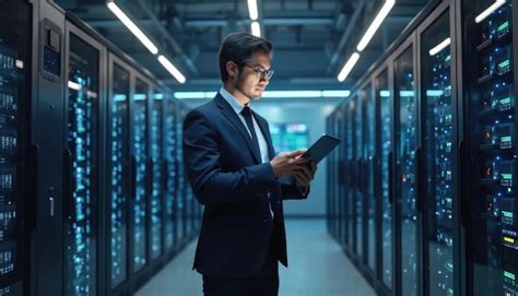 Admin Conducts Maintenance On AI Neural Networks In Server Hub Using