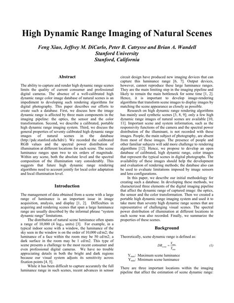 PDF High Dynamic Range Imaging Of Natural Scenes