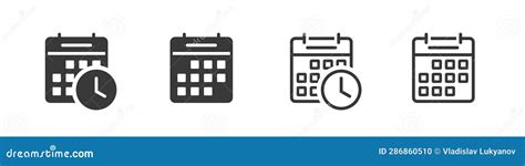 Calendar Clock Time Icon Vector Simple Pictogram Graphic Black White