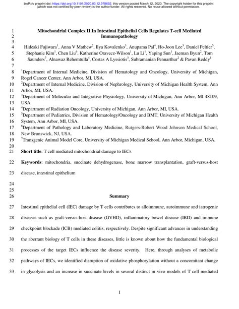 Pdf Mitochondrial Complex Ii In Intestinal Epithelial Cells Regulates