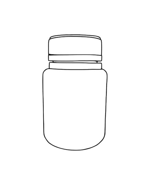 Premium Vector Round Jar Of Ascorbic Acid Drug Doodle Linear Cartoon Coloring