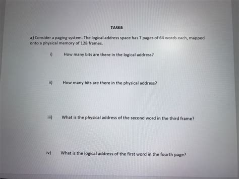 Solved Task6 A Consider A Paging System The Logical