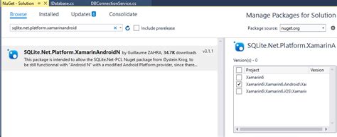 Xamarin Application With Existing Sqlite Database Xamarin6 Site Title