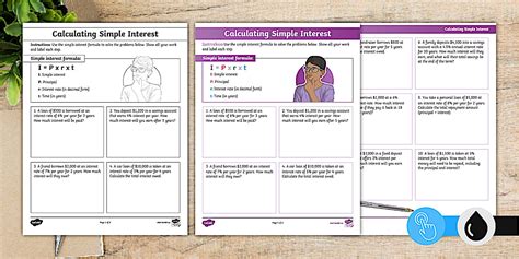 Calculating Simple Interest Activity Sheet Twinkl