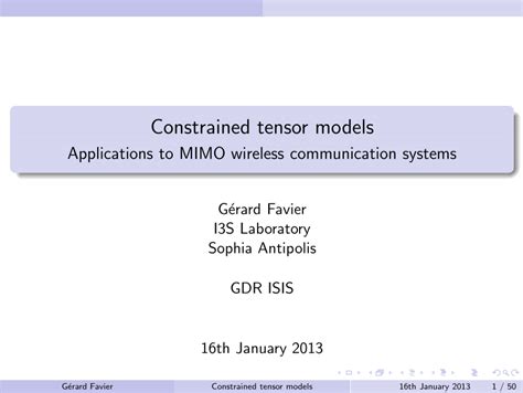 Pdf Constrained Tensor Models Applications To Mimo Wireless Communication Systems Slides
