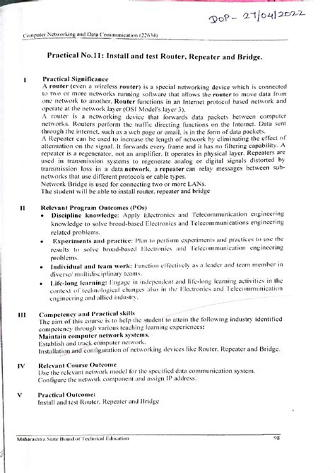 CND EXP 11 Cnd Experiment 11 Electronics And Telecommunication