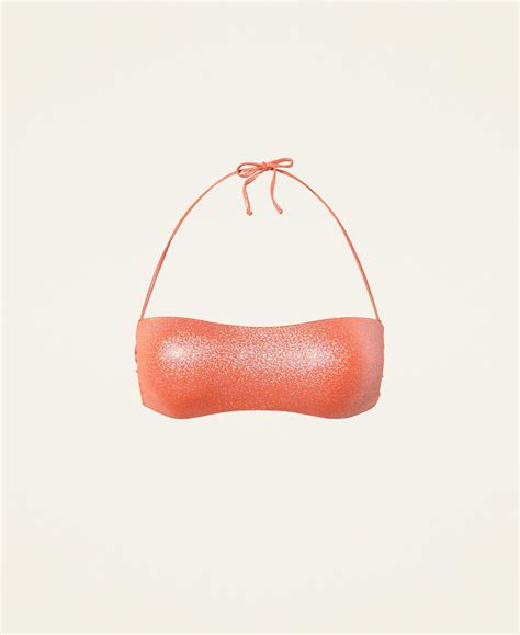 Haut de maillot de bain bandeau pailleté Femme Orange TWINSET Milano