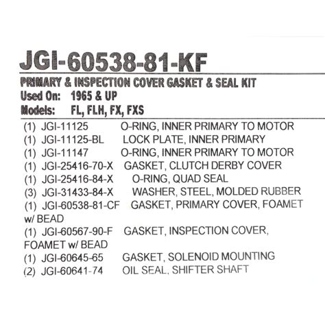 Genuine James Foamet Primary Cover Wbead Gasket Jgi 60538 81 Kf For