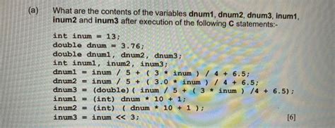 solved what are the contents of the variables dnum1 dnum2