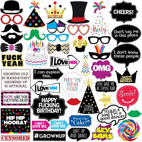 Funny Birthday Photo Booth Props 47 Pieces 21st 30th