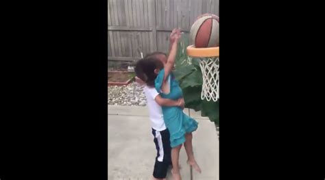Brother Helps Sister Make Basket Creates Must See Video Sports