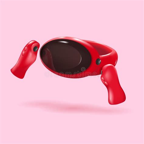 Red Virtual Reality Console Gaming Device Headset And Controller 3d