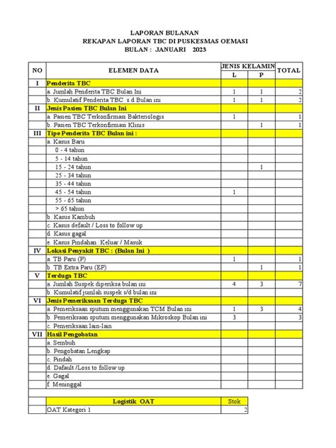 Laporan Tbc Jan 2023 Pdf