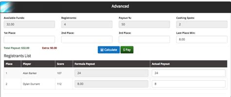 Calculate Tournament Payout Infinite Disc Golf
