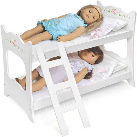 Badger Basket 15304 Doll Bunk Bed With Ladder And Bedding White Rose