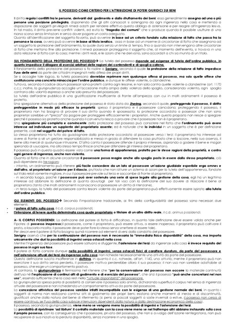 Riassunto R Caterina Il Possesso Da Trattato Dei Diritti Reali Ed