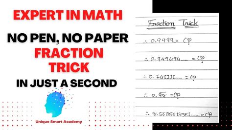 fraction trick math solution math magic trick learn math easy mathtricks